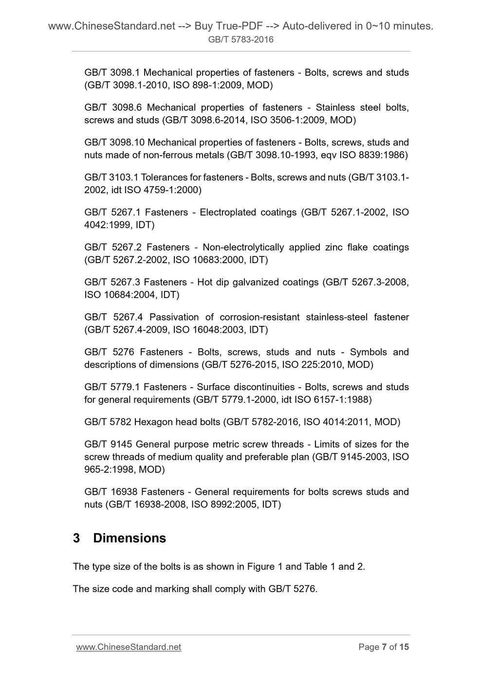 GB/T 5783-2016 English PDF (GB/T5783-2016) – www.ChineseStandard.us (www.ChineseStandard.net)